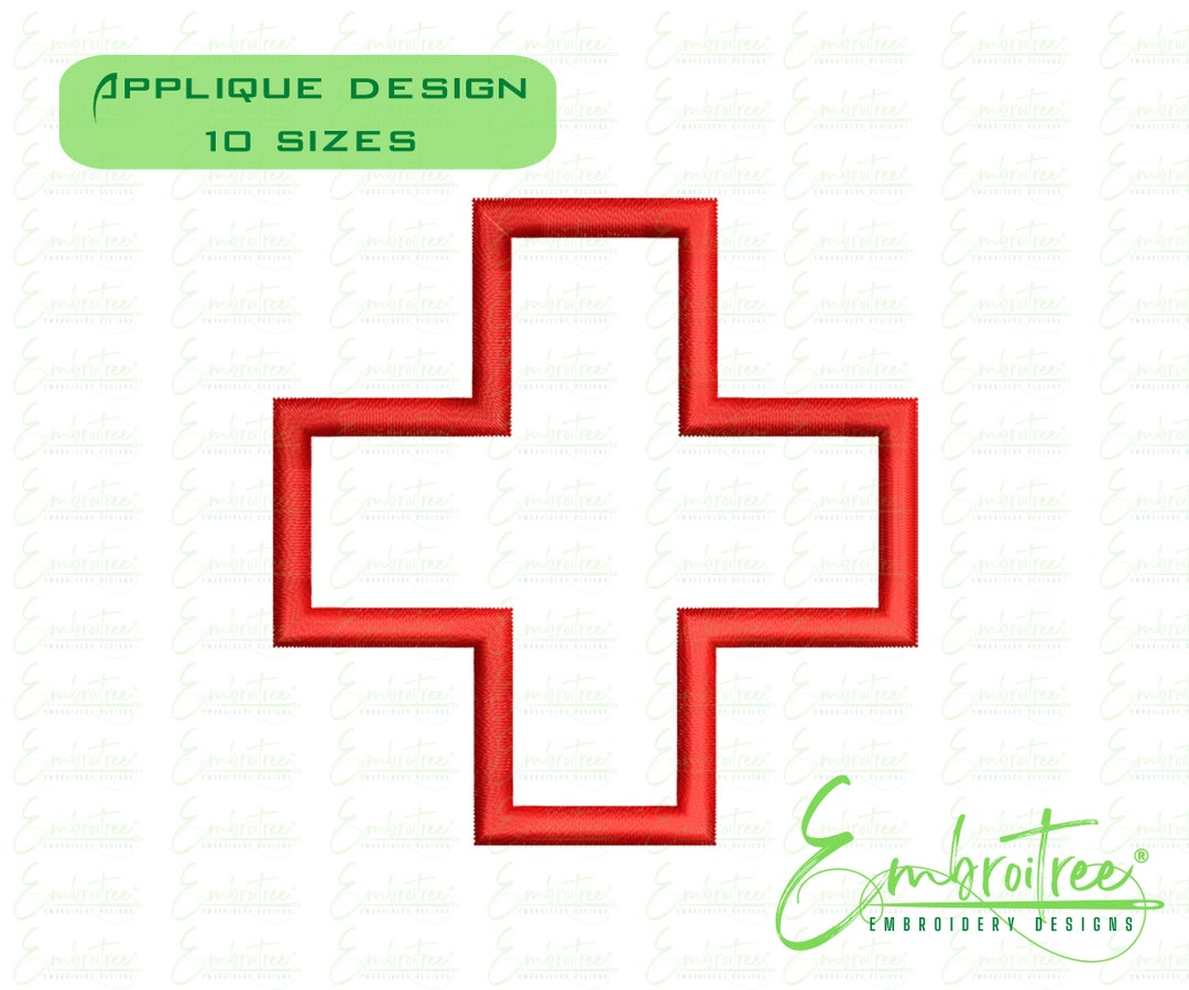 Red Cross Applique Design, Medical Cross Embroidery File, Doctor ...