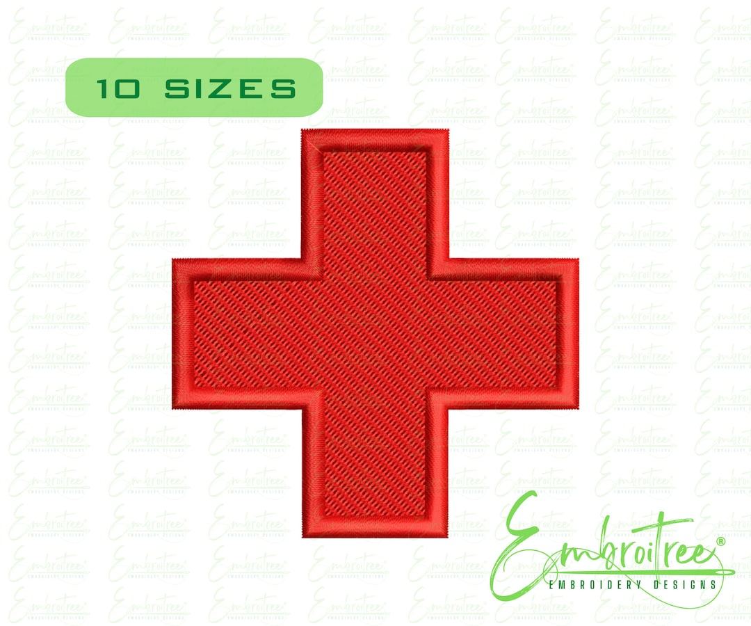 Medical Cross Embroidery Design, Red Cross Sign, Machine Embroidery ...