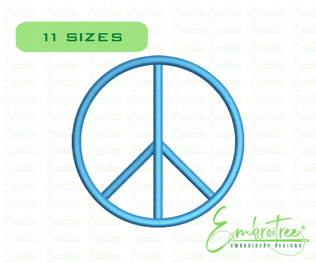 Peace Sign Embroidery Design, Machine Embroidery File, Peace Embroidery ...