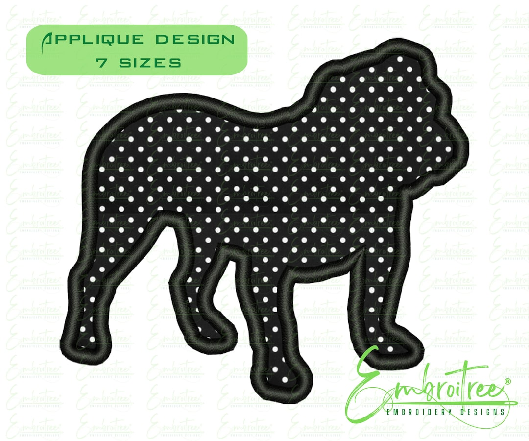 Bulldog Applique Design, Bulldog Embroidery Design, Machine Embroidery ...