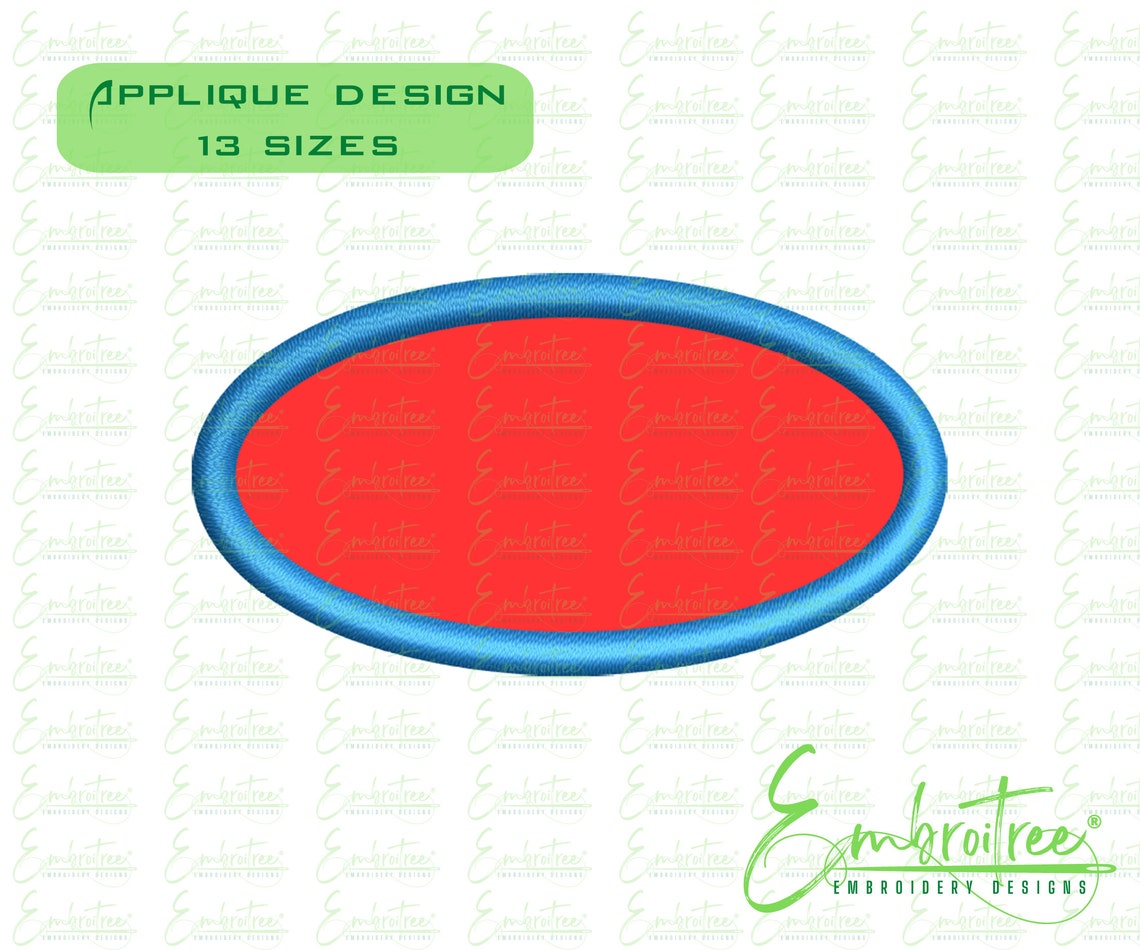 Oval Applique Design Oval Embroidery Design Oval Applique - Etsy