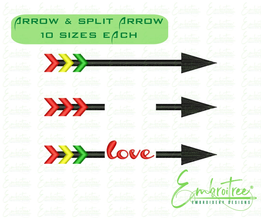 Arrow Embroidery Design, Machine Embroidery File, Split Arrow ...