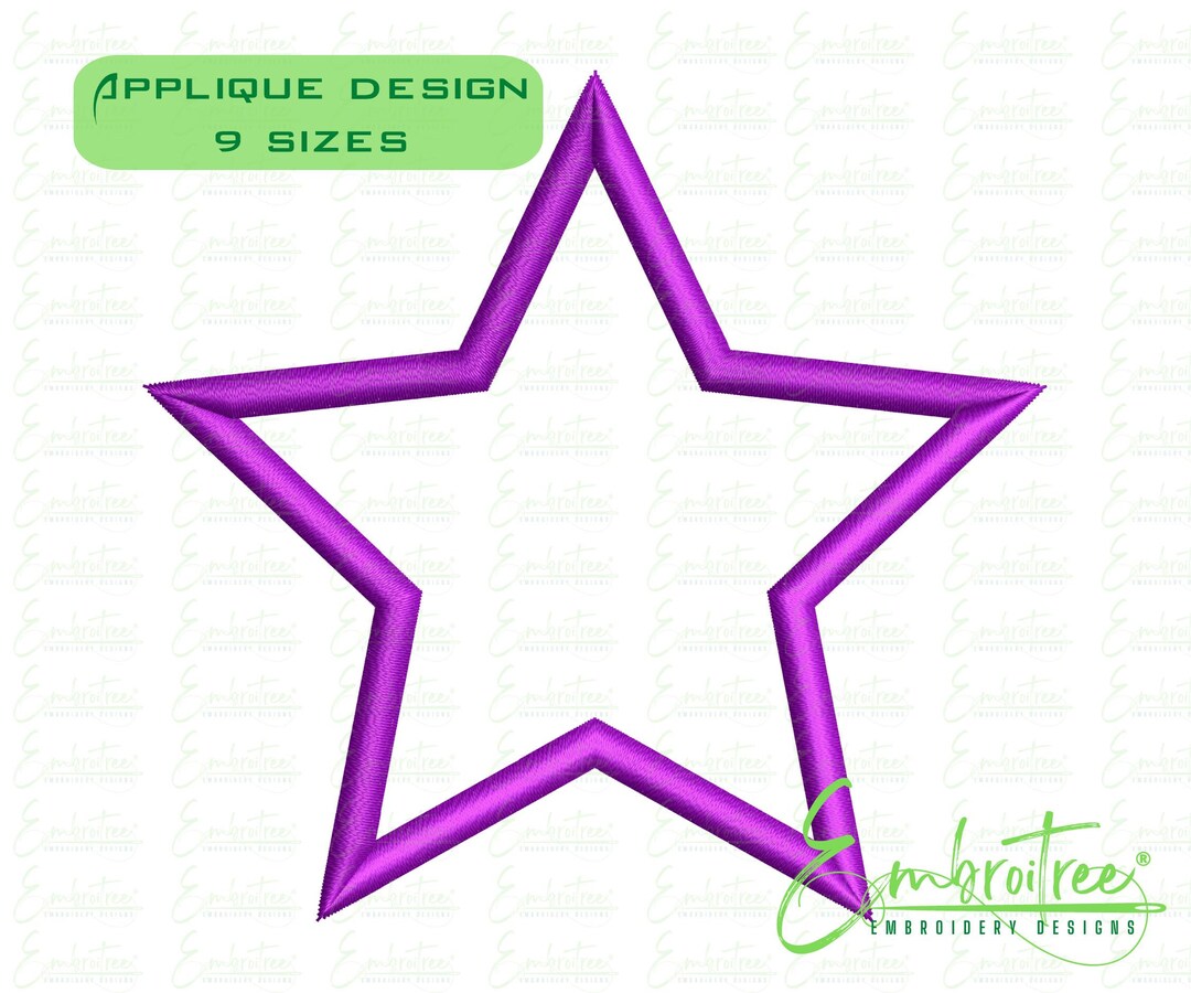 Star Applique Design, Embroidery Machine File, Star Outline, Monogram ...
