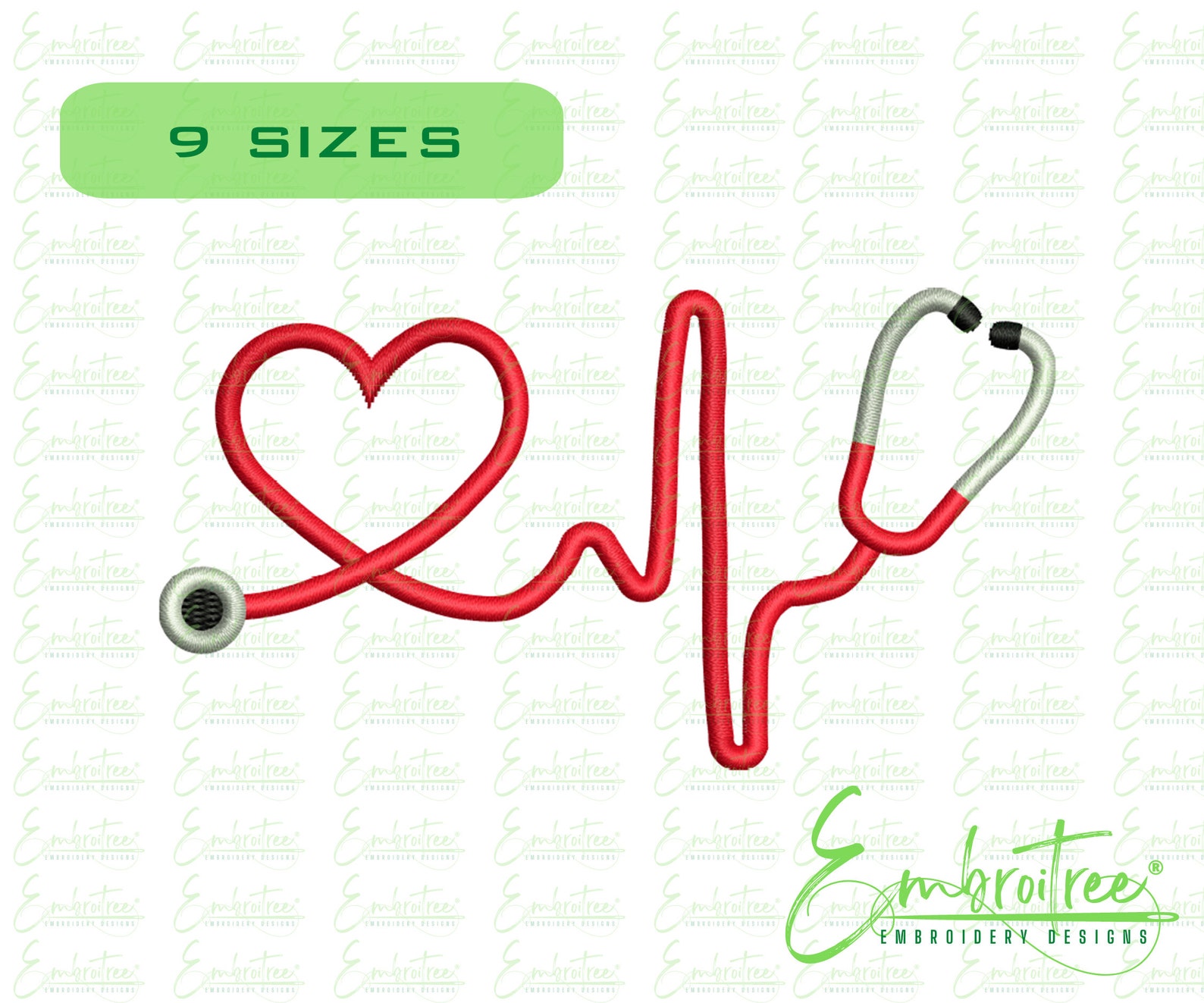Heartbeat Stethoscope Embroidery Design Doctor Embroidery - Etsy