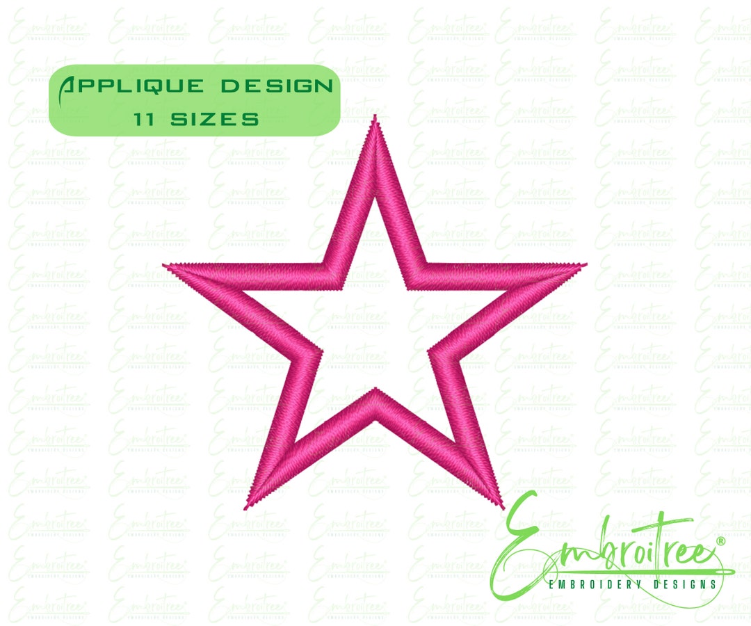 Star Applique Design, Star Embroidery File, Machine Embroidery Star ...