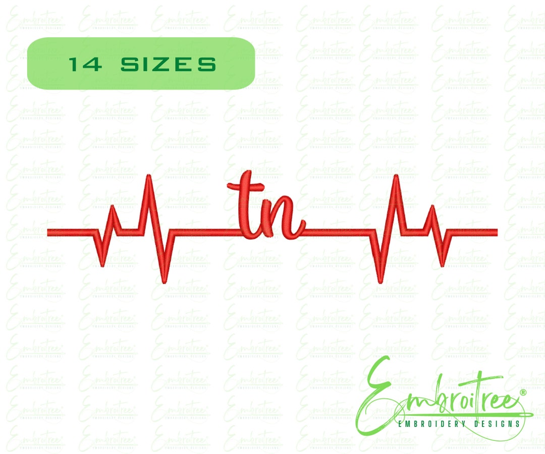 Tn Tennessee Embroidery Design, Tennessee Embroidery File, Tn Heartbeat ...