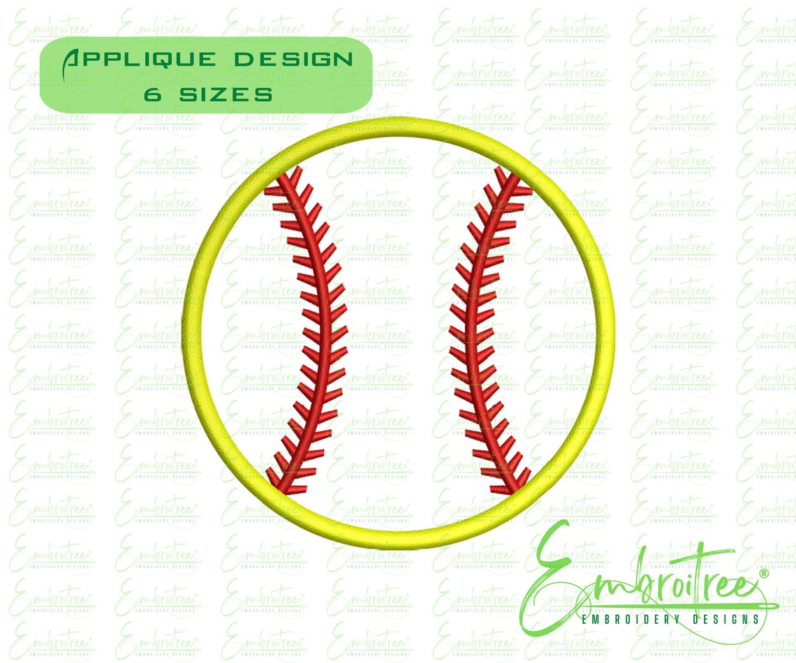 Softball Applique Design Softball Applique Embroidery Design - Etsy