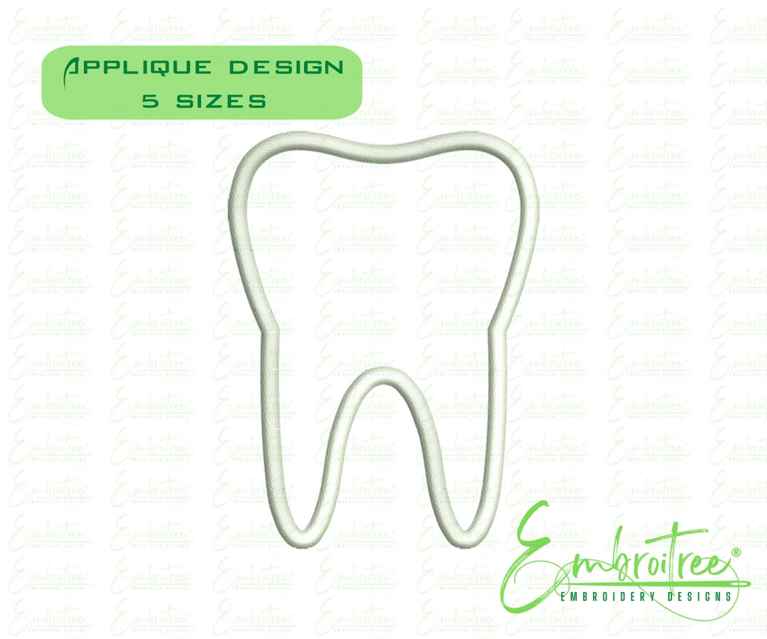 Tooth Applique Design, Tooth Embroidery File, Machine Embroidery Tooth ...
