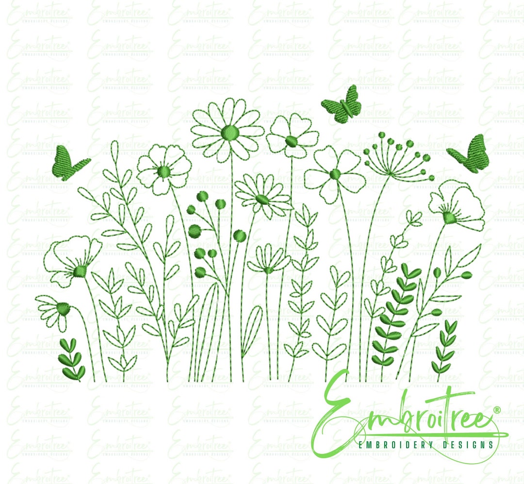Wildflowers Embroidery Design Machine Embroidery File - Etsy