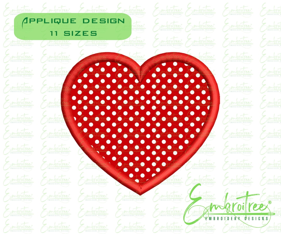 Heart Applique Design Heart Embroidery Design Machine - Etsy