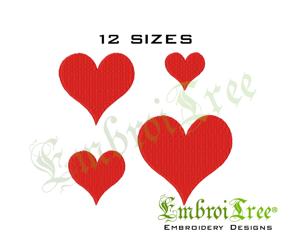 Heart Embroidery Design Machine Embroidery Heart Download | Etsy