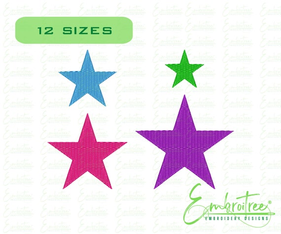 Star Machine Embroidery Design Star Embroidery Design 5 Point Etsy
