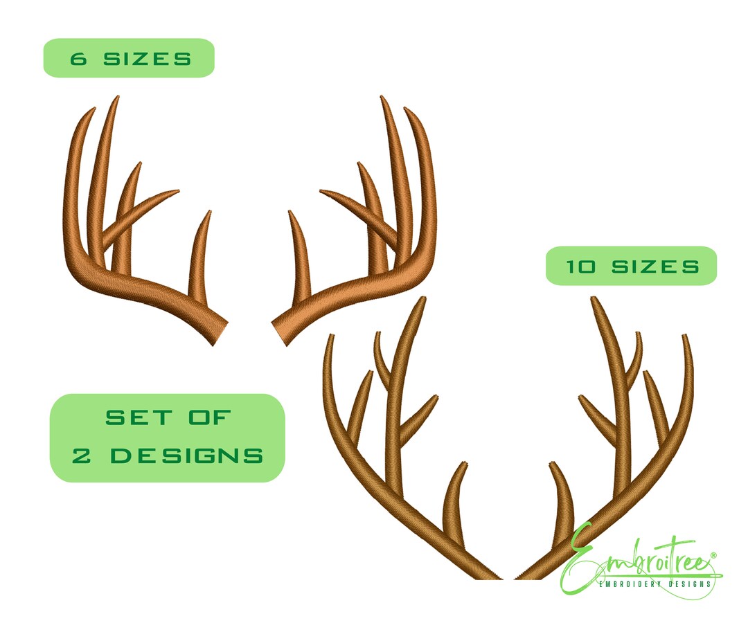 Deer Antler Embroidery Design Antlers Machine Embroidery - Etsy