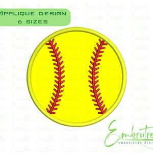 Softball Applique Design, Softball Embroidery Design, Machine ...