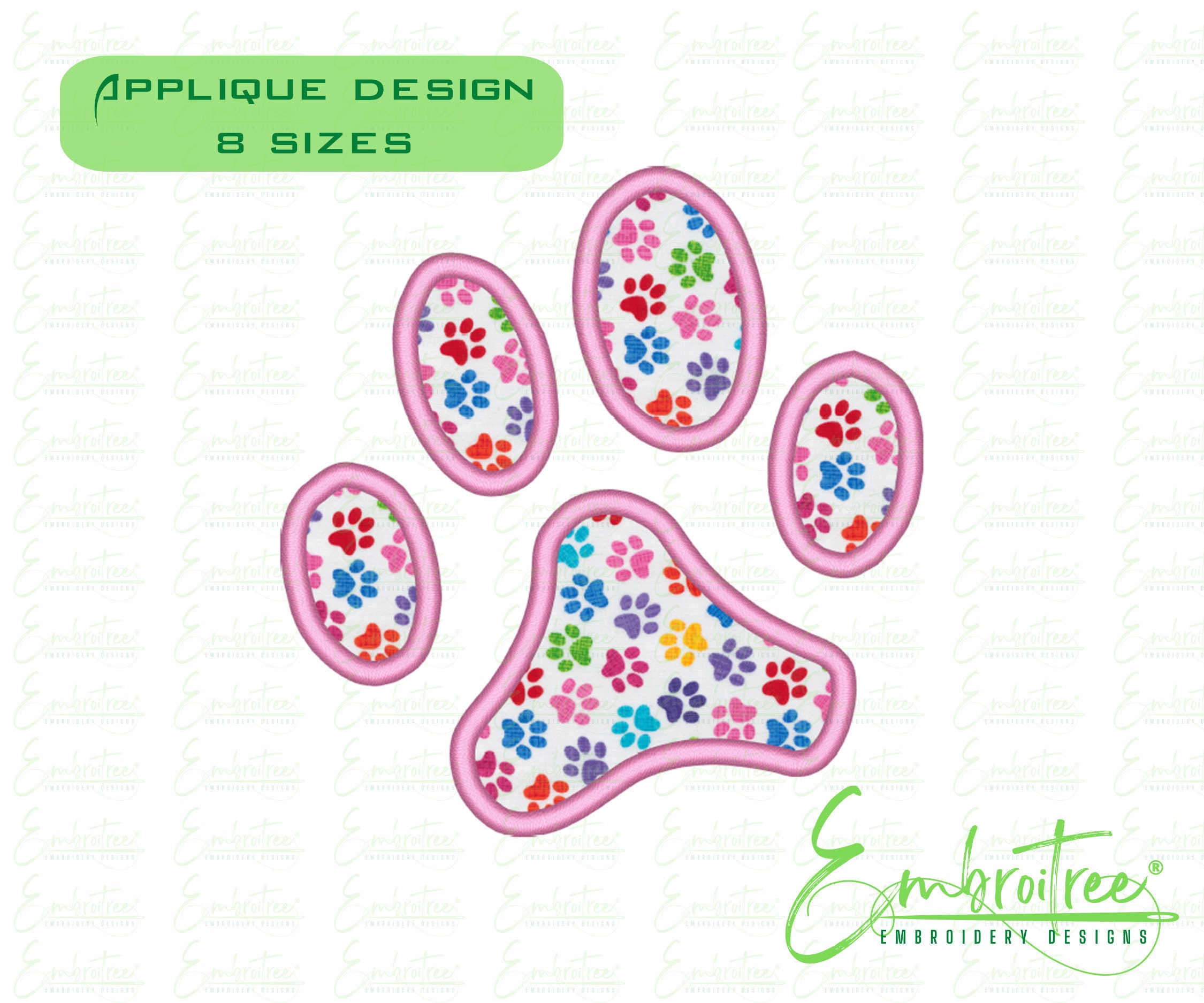 Paw Print Applique Design Dog Paw Machine Embroidery File - Etsy