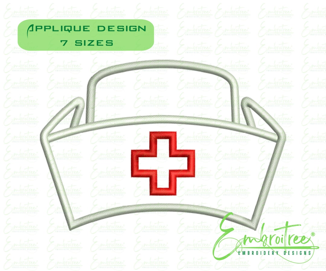 Nurse Hat Applique Design, Nurse Embroidery Design, Machine Embroidery ...