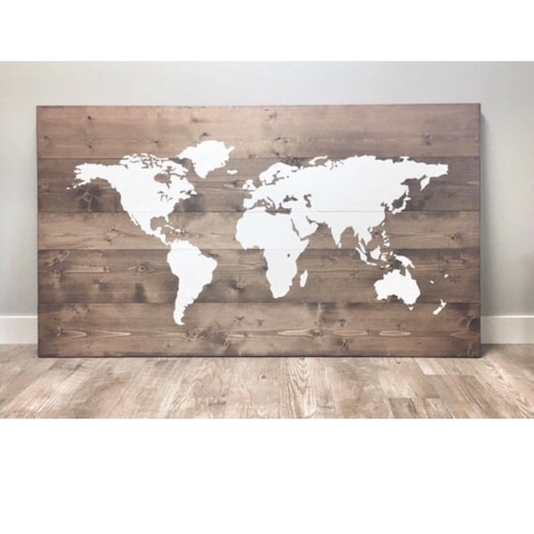 Rustic World Map - Etsy