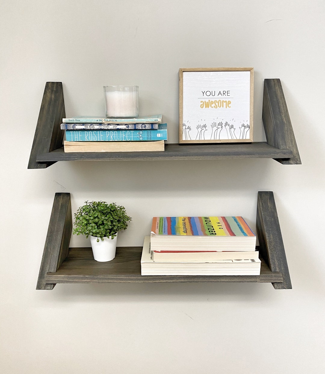 Set of Two Shelf Unit, Wall Shelf, Nursery Shelf, Picture Ledge Shelf ...