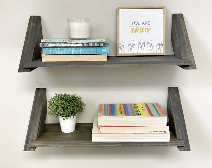 Set of Two Shelf Unit, Wall Shelf, Nursery Shelf, Picture Ledge Shelf ...