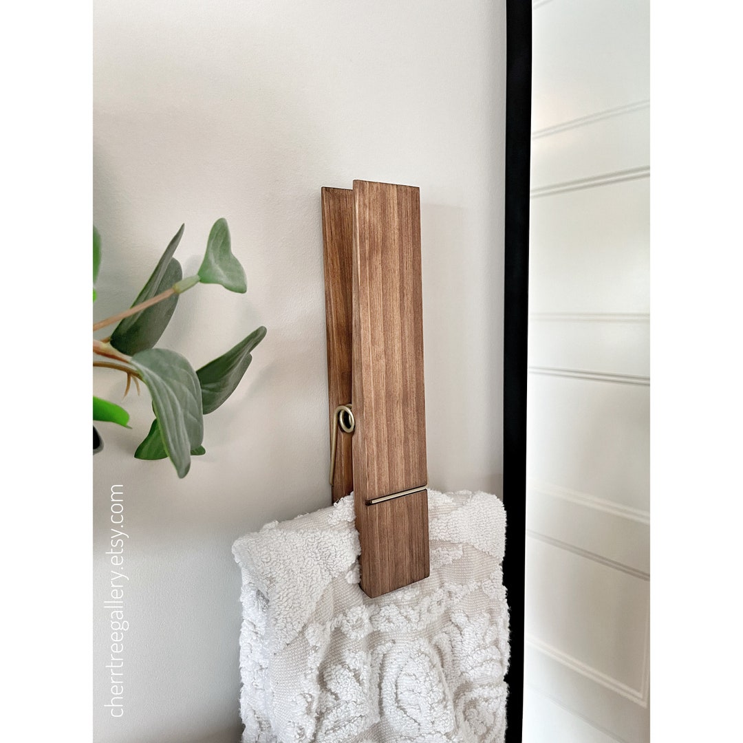 Jumbo Clothespin Bathroom Towel Holder, Towel Hook, 9" Clothespin ...