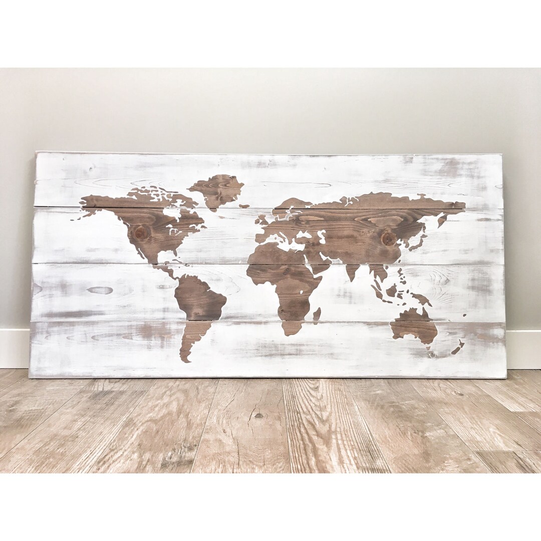Huge World Map, Rustic Wood Decor, Travel World Map, Push Pin Travel ...