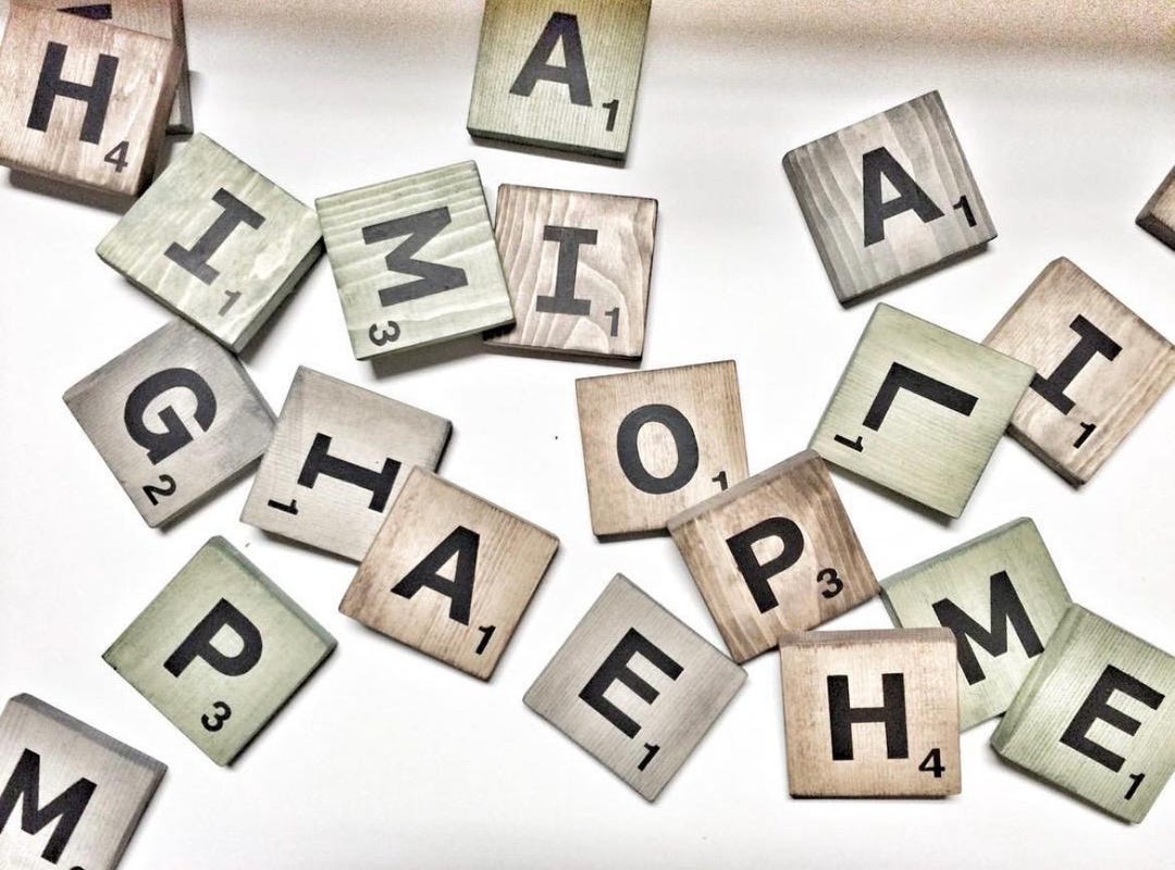 12" Giant Jumbo Scrabble Tiles, Letter Tiles, Huge Wooden Scrabble ...