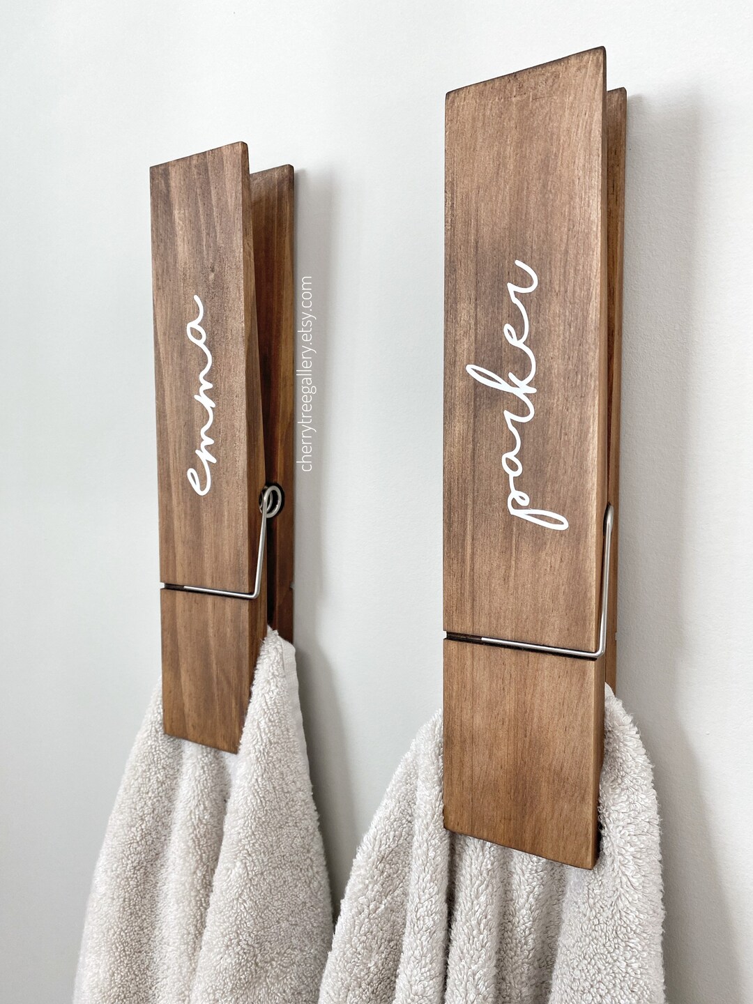 Jumbo Clothespin Bathroom Towel Holder, One 12” Large Clothespin ...