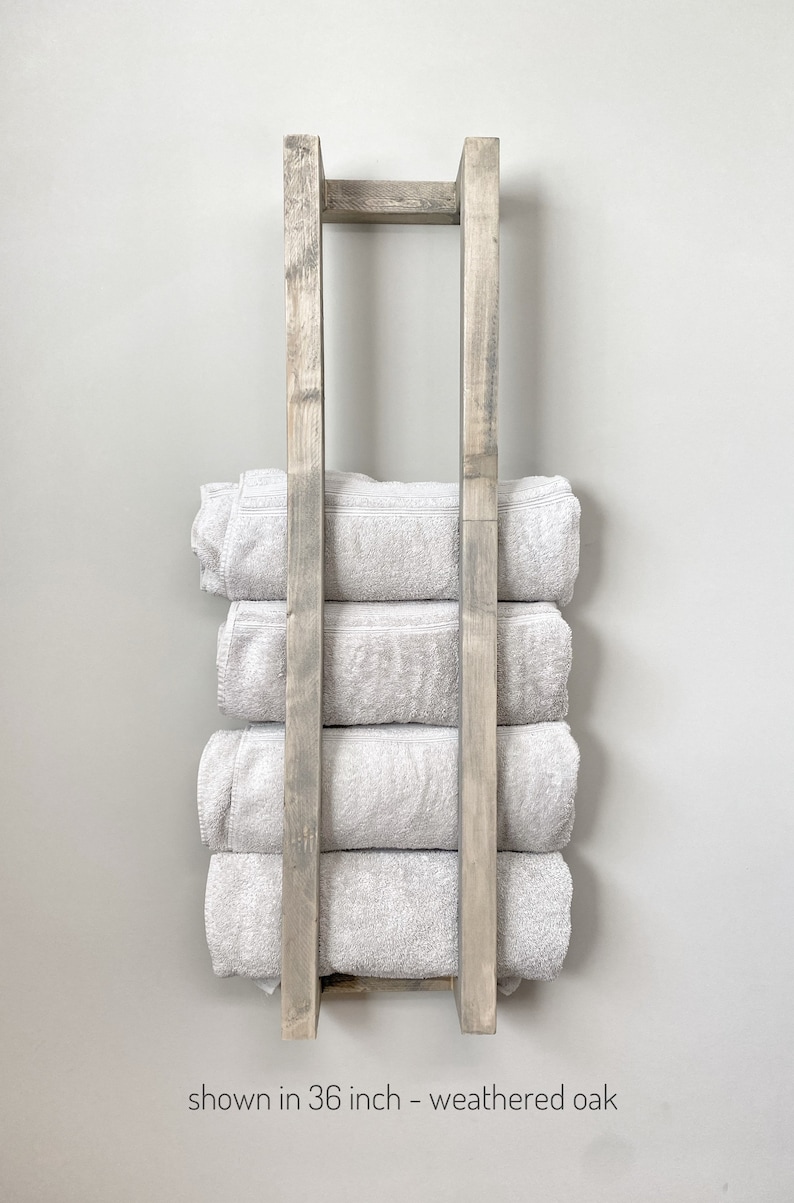 Wood Towel Rack Shelf, Floating Wall Shelf, Laundry Room Storage ...