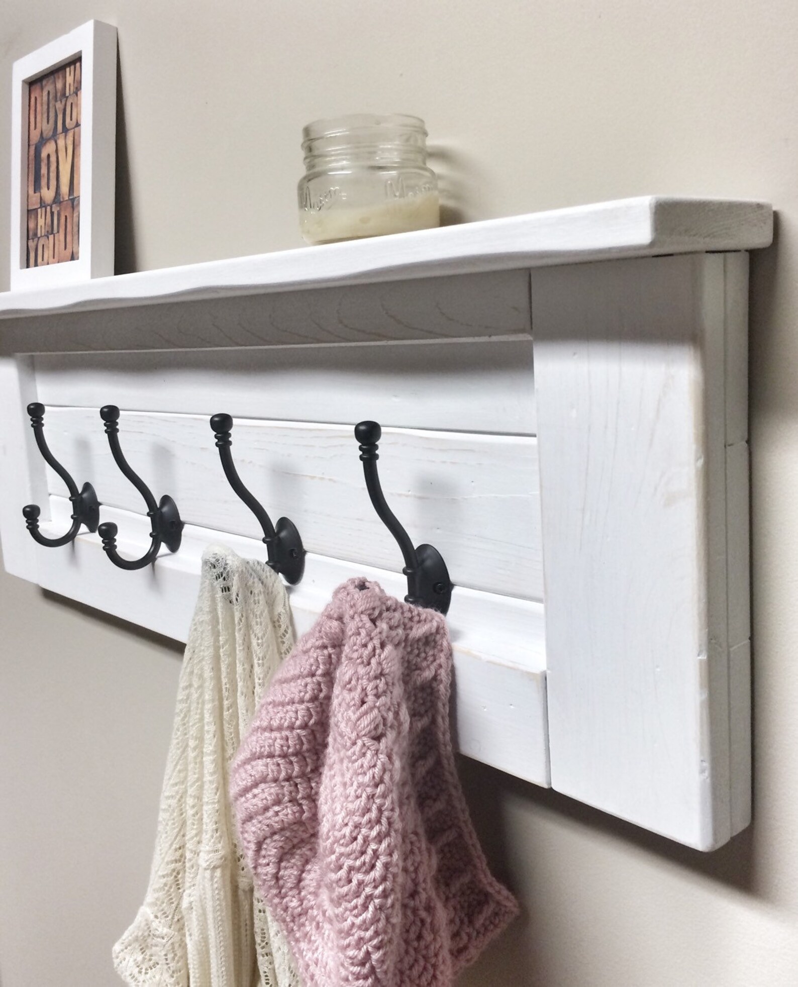 Rustic Wooden Entryway Coat Rack With Hooks Wooden Shelf - Etsy