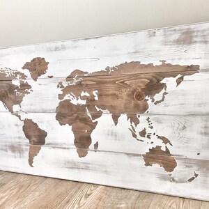 Huge World Map, Rustic Wood Decor, Travel World Map, Push Pin Travel ...