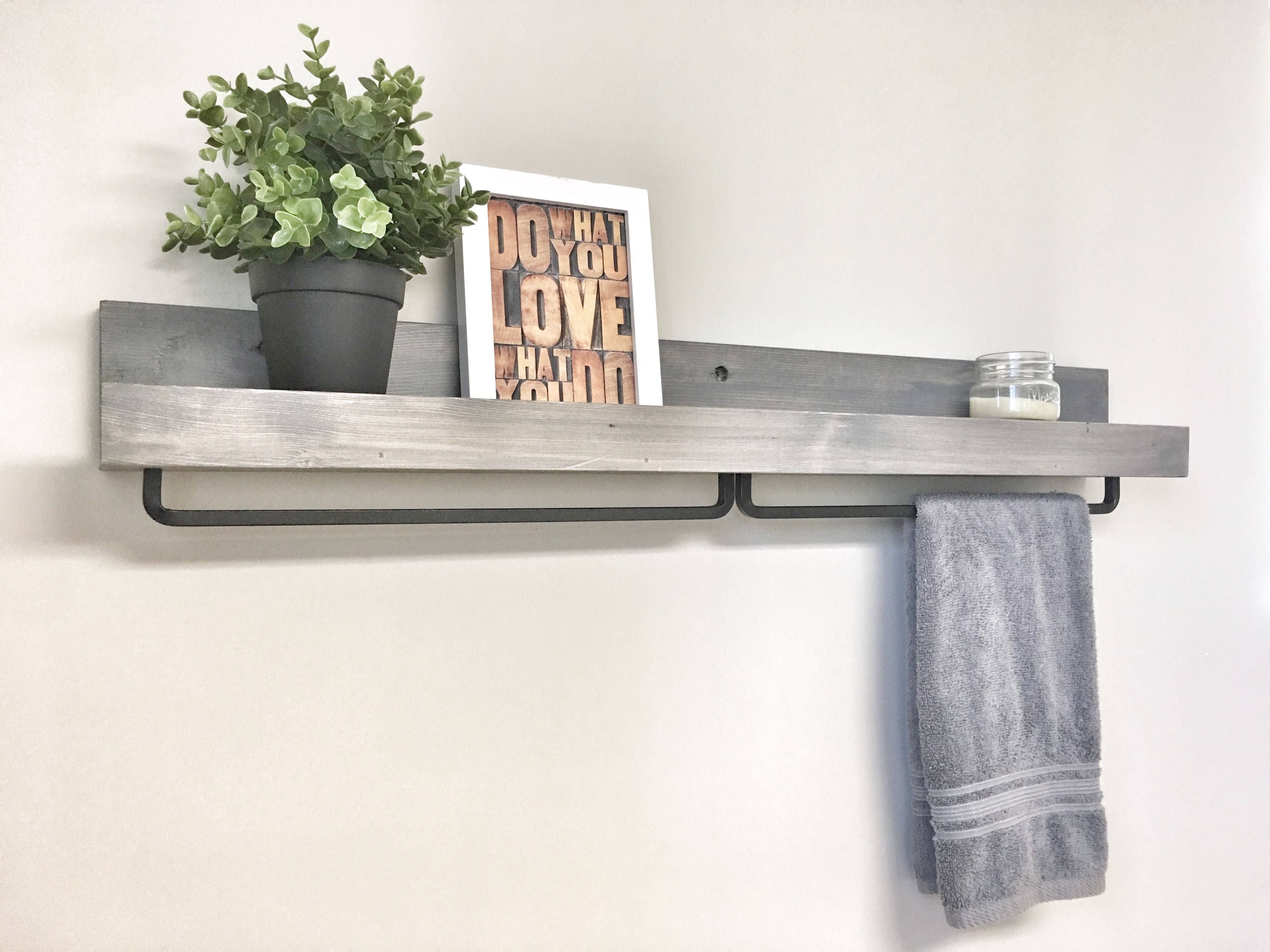 Wooden Towel Rack Shelf, Floating Shelf Rack, Storage Ledge Shelves ...