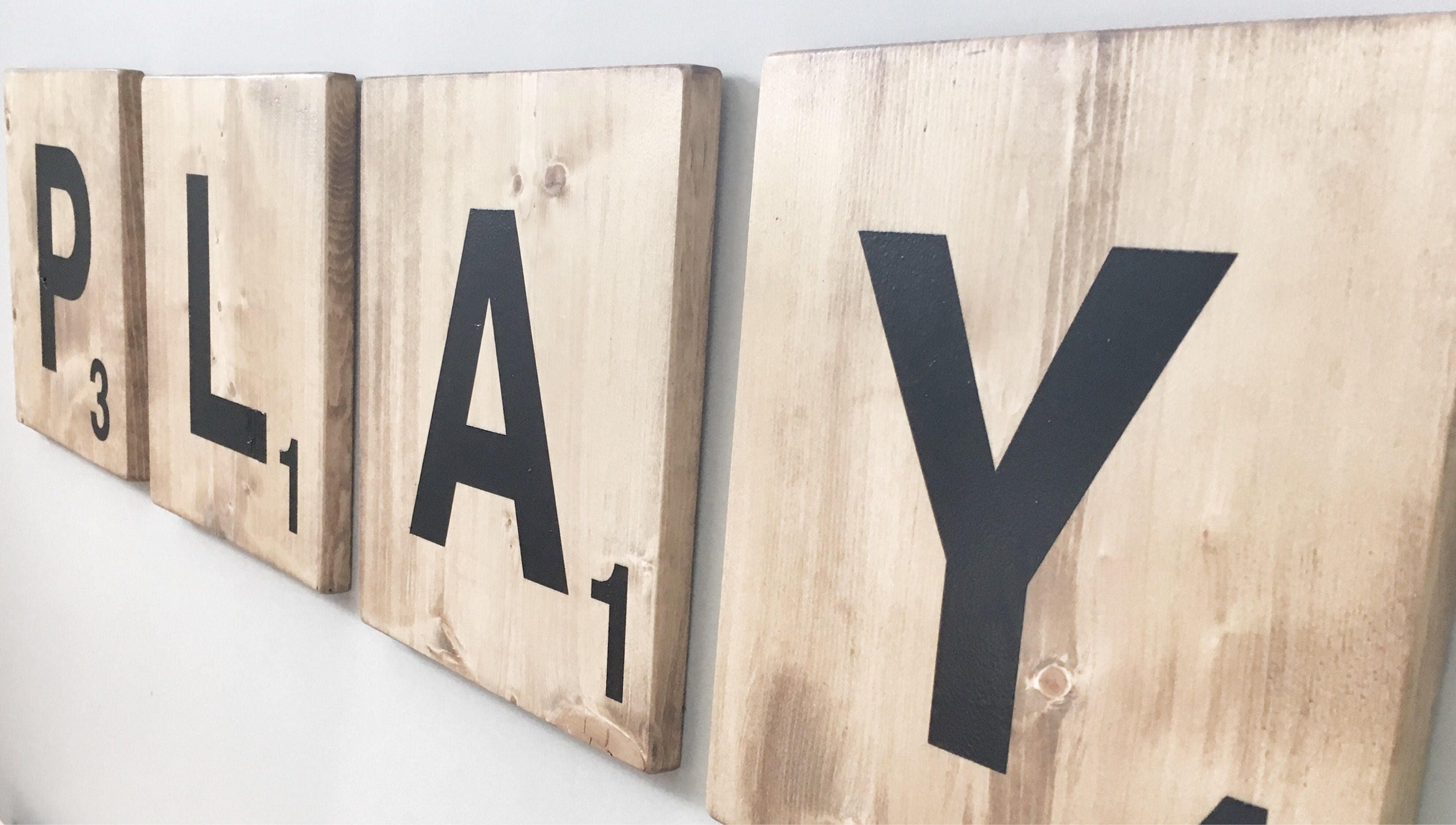 Giant Scrabble Tile Letters, Jumbo Wooden Kids Tile Wall Art, Large ...