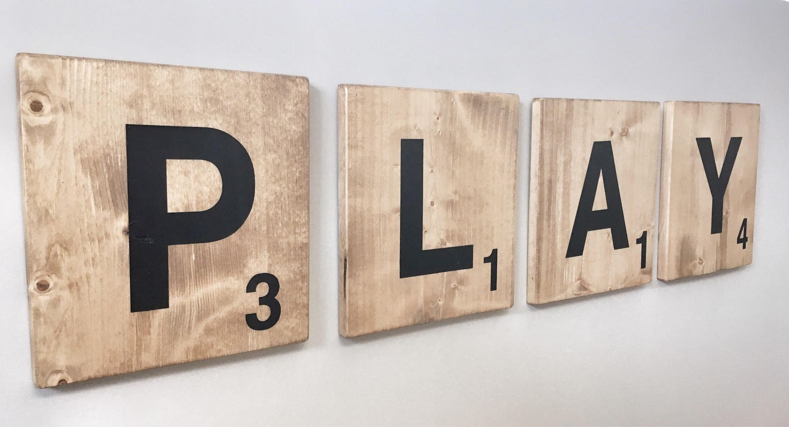 Giant Scrabble Tile Letters, Jumbo Wooden Kids Tile Wall Art, Large ...