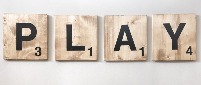 Giant Scrabble Tile Letters, Jumbo Wooden Kids Tile Wall Art, Large ...