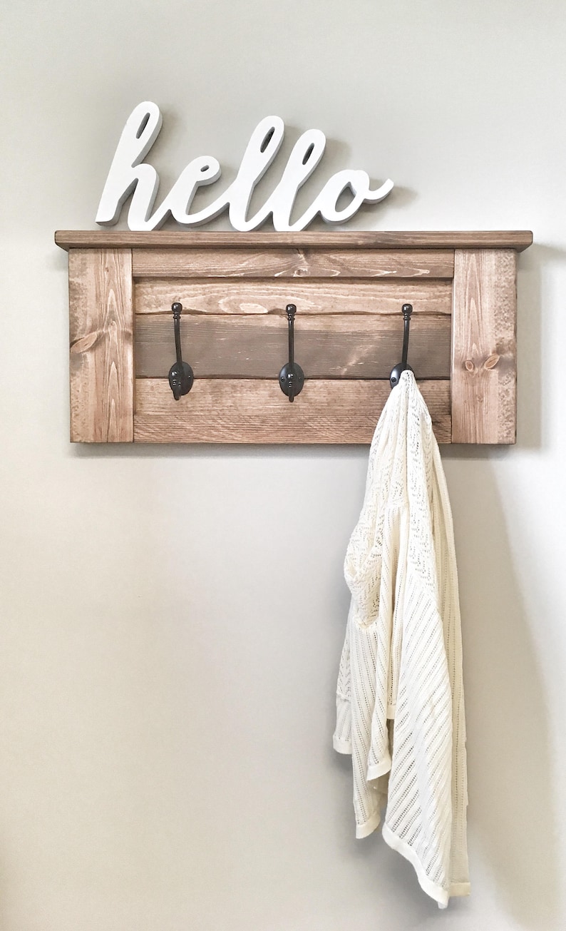 Large Rustic Wooden Entryway Coat Rack Hooks Wall Home Decor | Etsy Canada