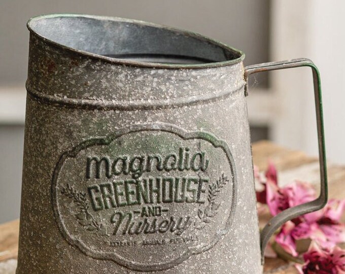 8" Galvanized Metal Decorative Pitcher Planter or Vase Vintage Style - Etsy