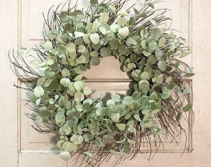 Eucalyptus Twig Wreath 24" Green Round Foam Leaves - Etsy