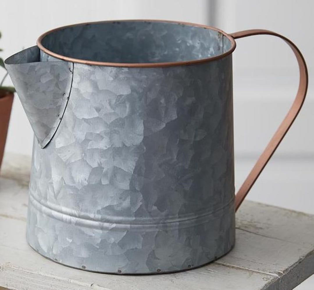 6" Galvanized Metal Decorative Pitcher Planter or Vase - Etsy