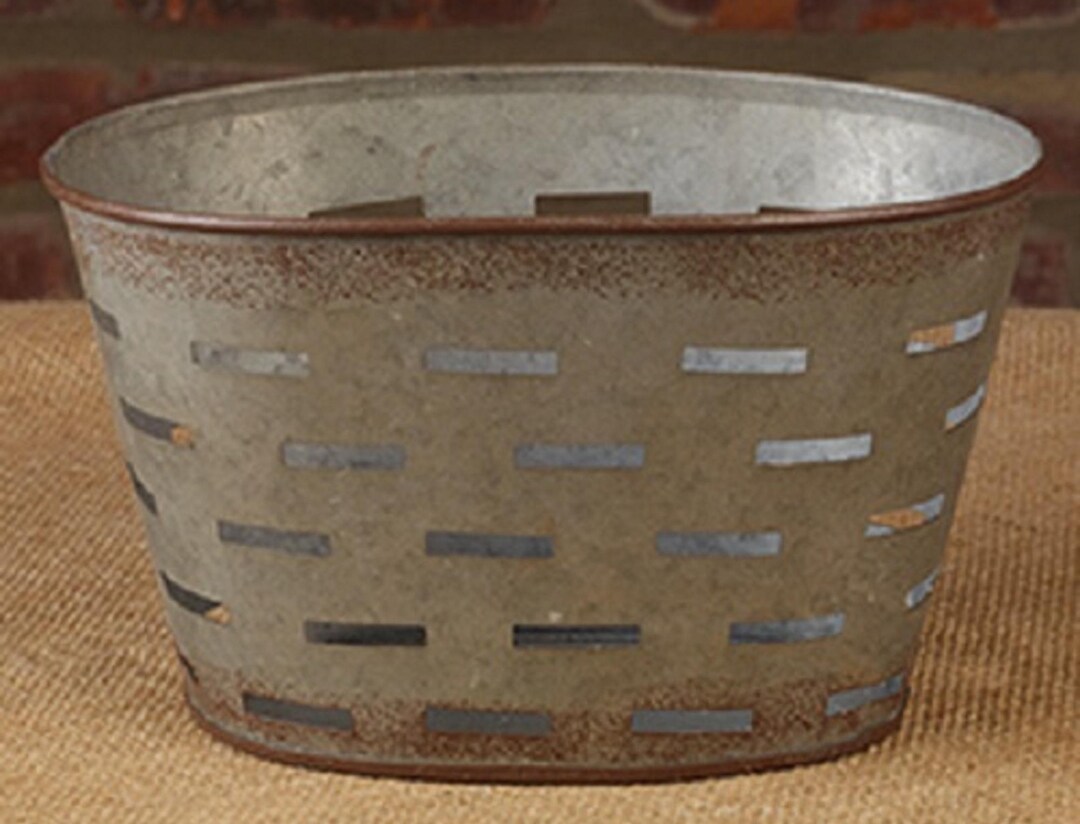 Oval Galvanized Metal Olive Bucket Decorative Floral Container - Etsy