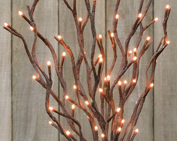 Lighted Willow Twigs Bush 60 Count Teeny Clear Soft White Bulbs, Brown ...