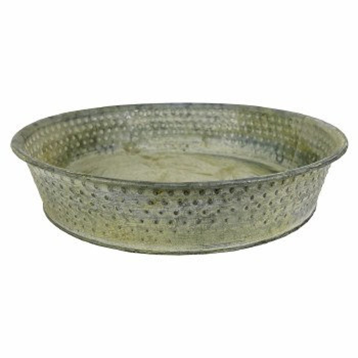 Galvanized Round Metal Pan With Dot Design new Item Made to Look Old - Etsy