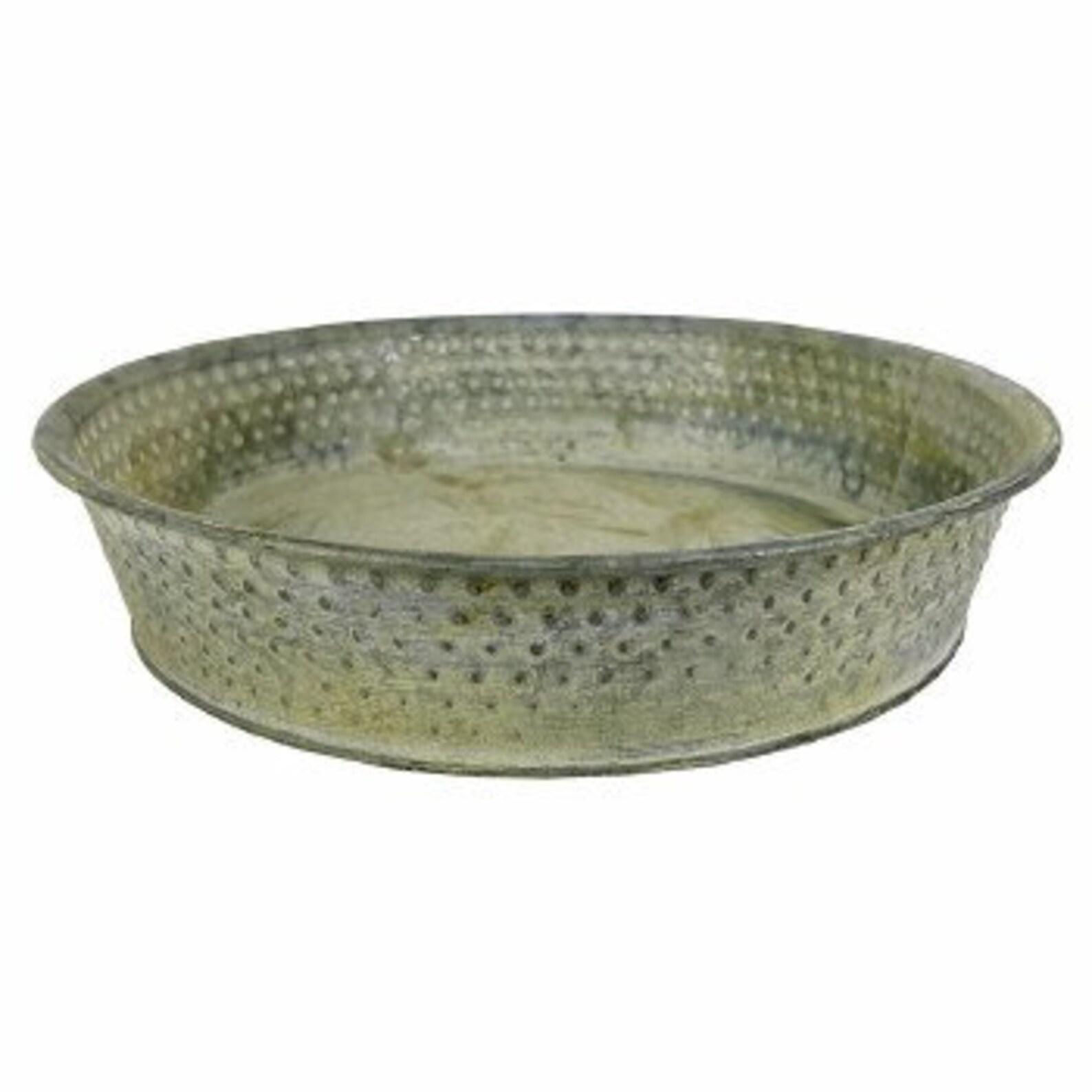 Galvanized Round Metal Pan With Dot Design new Item Made to Look Old - Etsy