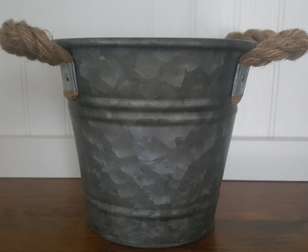 Galvanized Metal Bucket Rope Handles 7" Diameter X 6.375" Height - Etsy