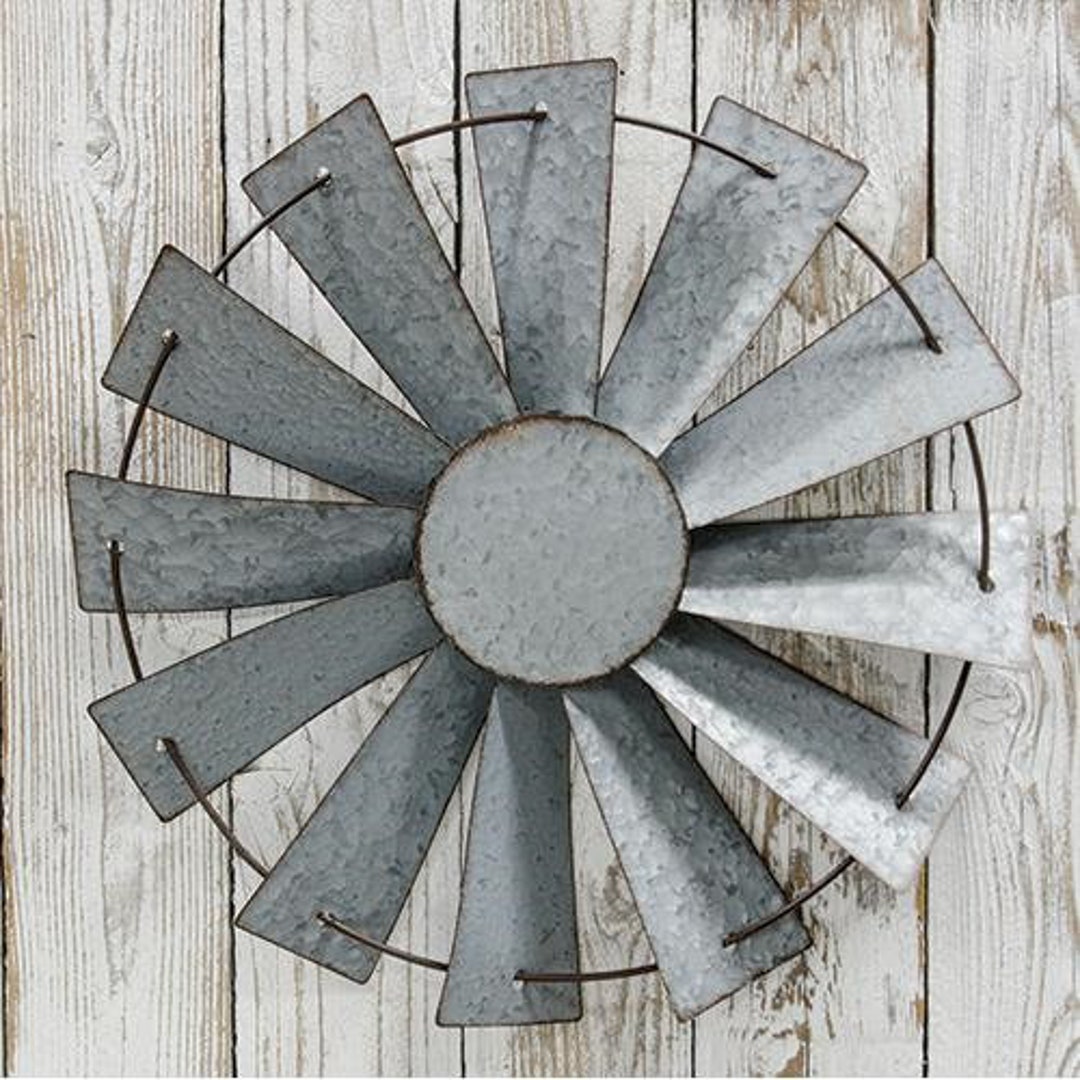 Galvanized Metal Windmill Wall Hanging - Etsy