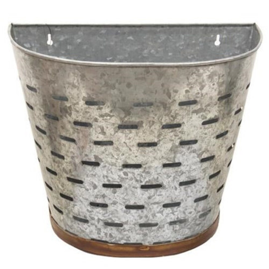 Wall Pocket Olive Bucket-style Galvanized Metal - Etsy