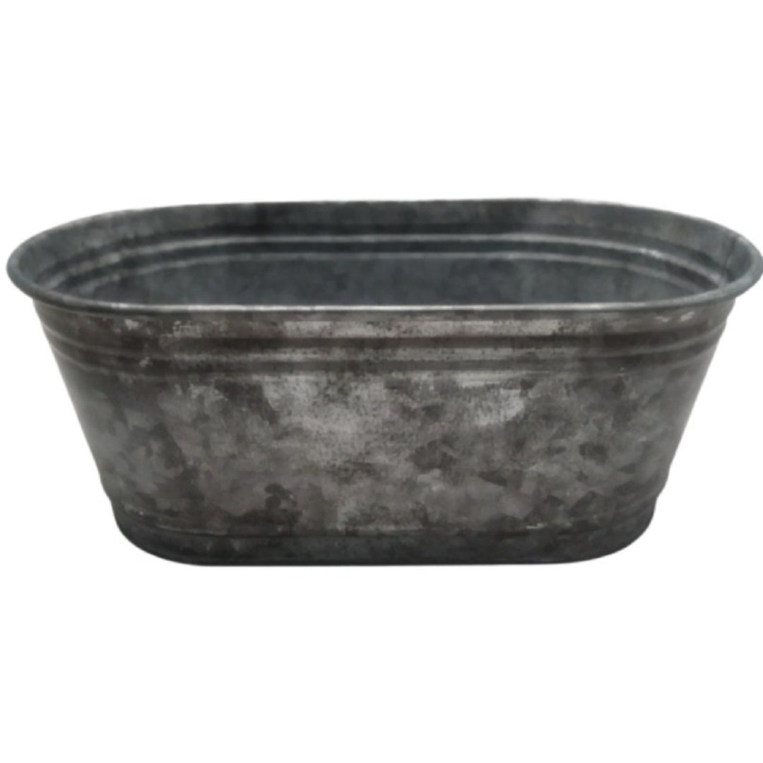 Oval Galvanized Rustic Metal Planter - Etsy