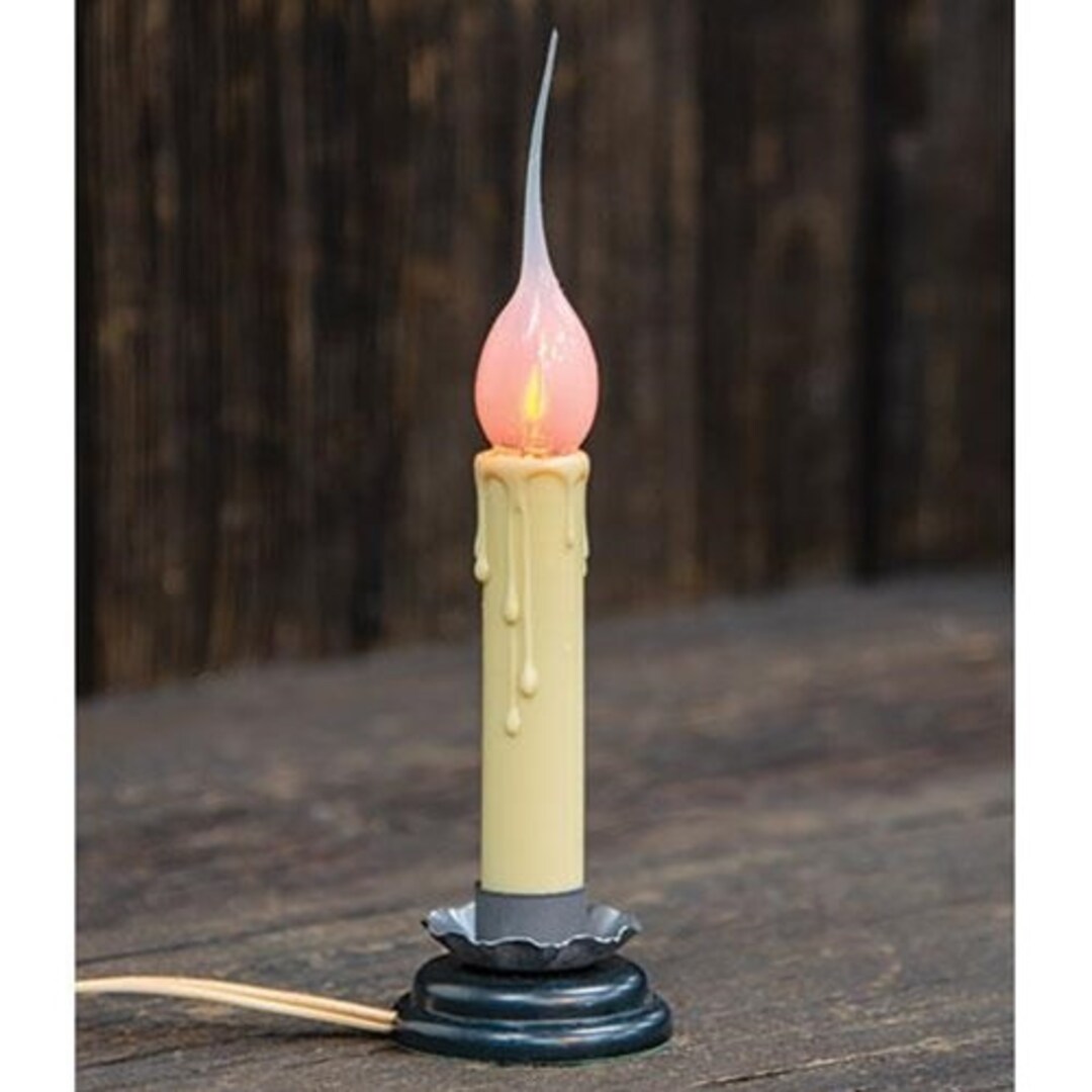Three 5" Flickering Electric Candle Lamps Antiqued Finish Silicone Bulb ...