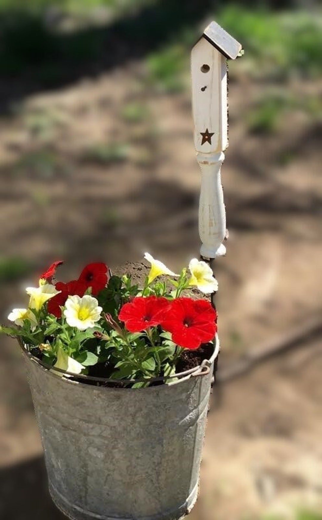 Black White or Burgundy Birdhouse Spindle Yard Stake Decorative ...