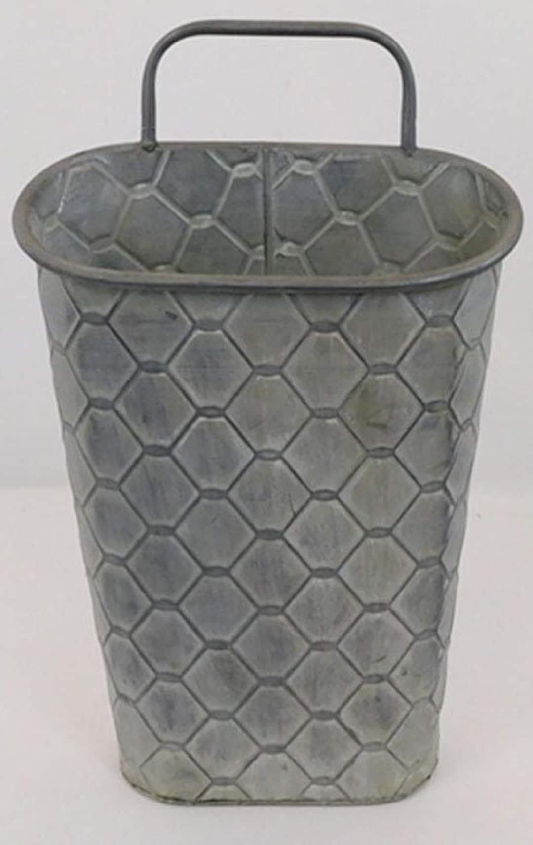 Galvanized Metal Chicken Wire Design Wall Bucket, Free Standing Vase - Etsy