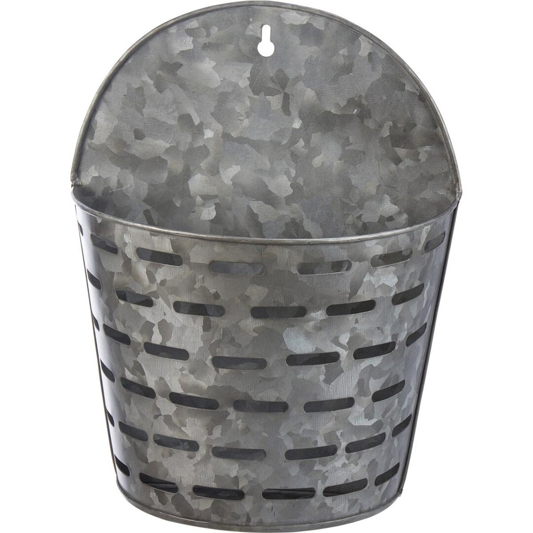 Galvanized Metal Large Olive Wall Bucket, Free Standing - Etsy